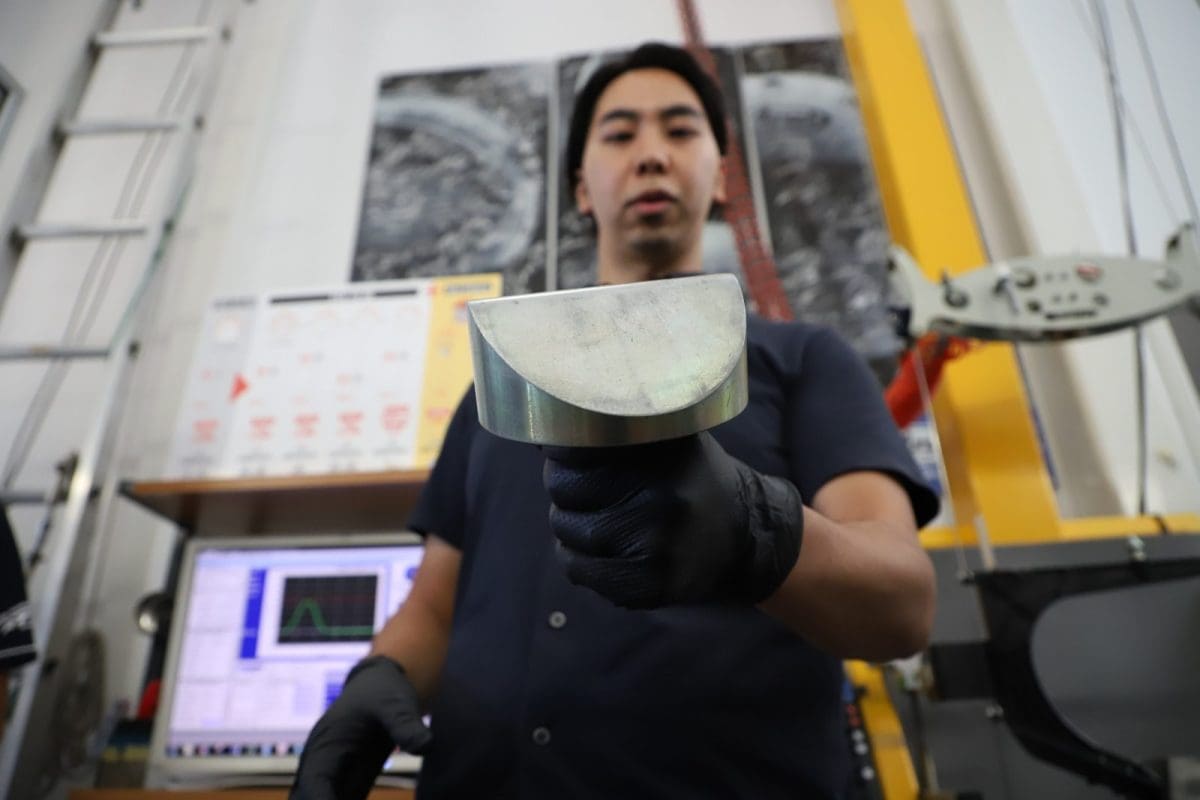 Impact testing angled anvil - Australian Motorcycle News