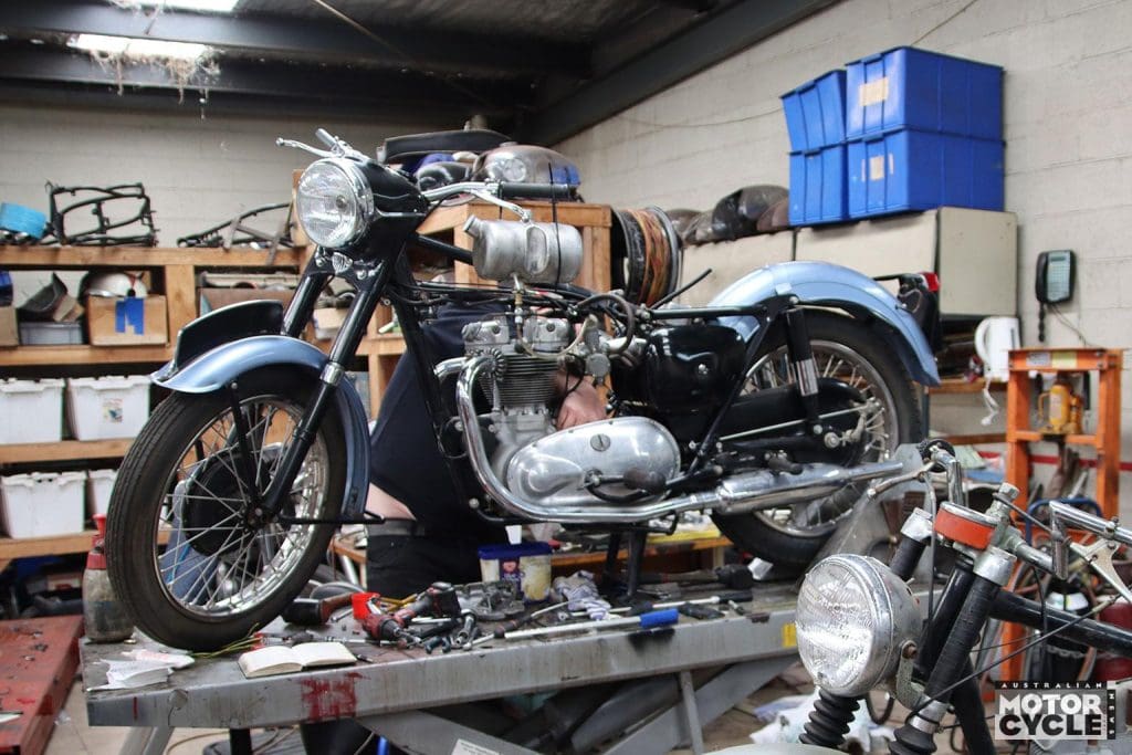 Mechanic-Matt-working-on-a-restoration - Australian Motorcycle News